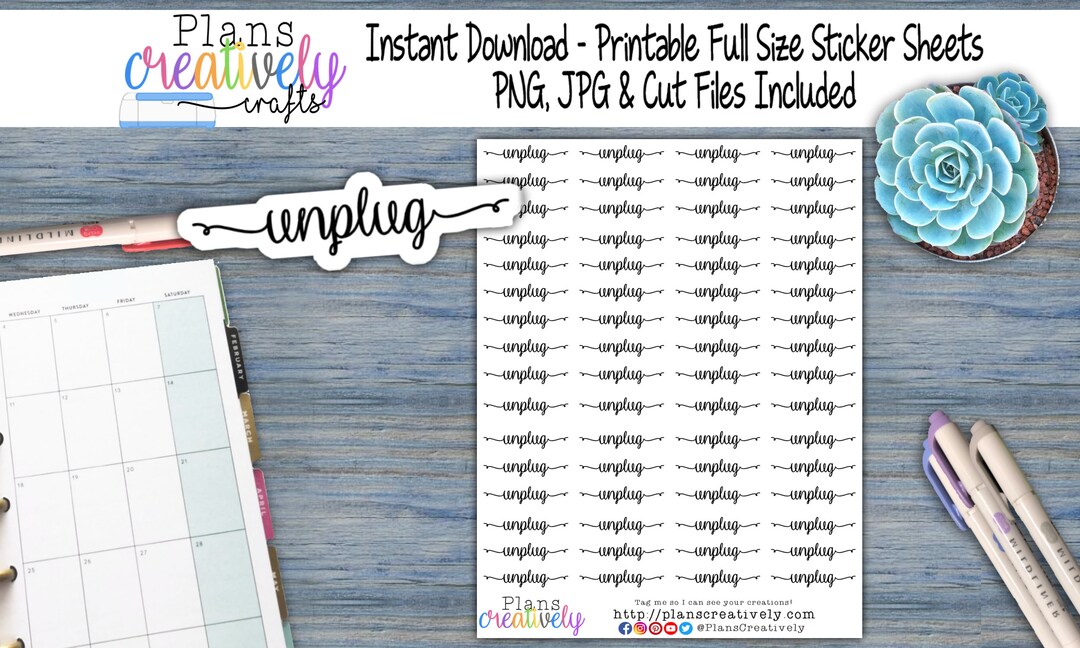 Printable unplug Label Stickers for Wellness Great Reminder for Those ...