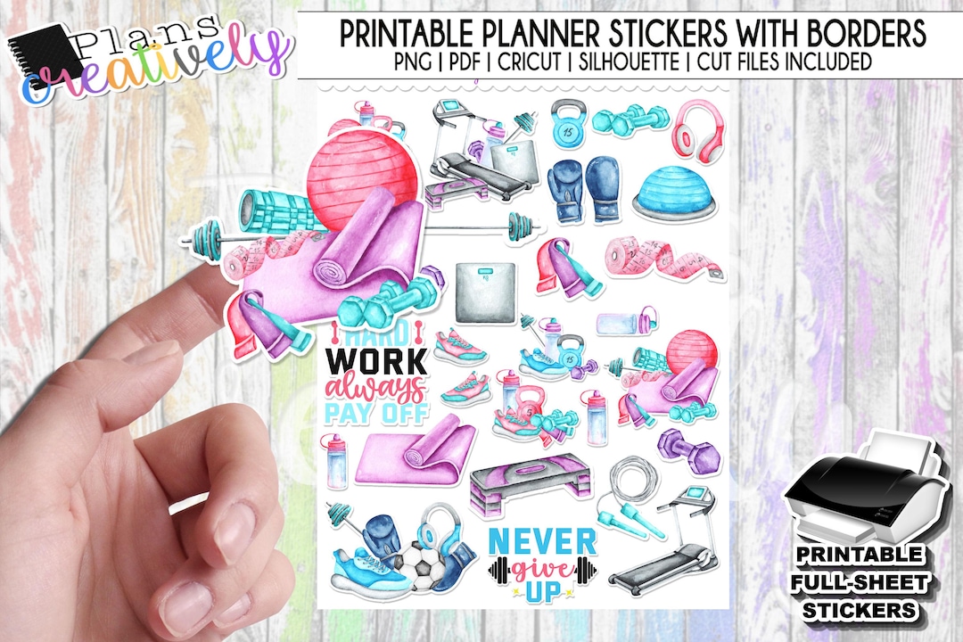 Printable Fitness Planner Stickers - Cute Print to Cut or Digital ...