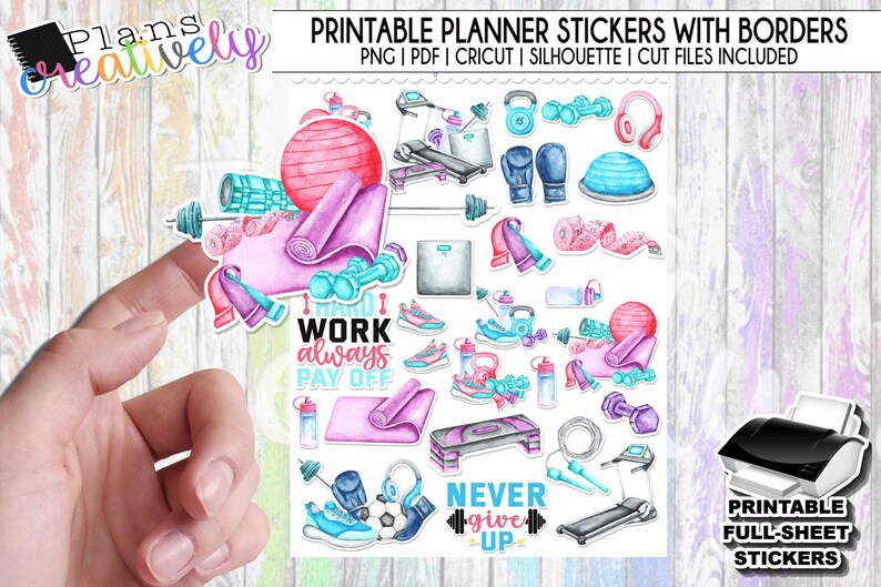 Fitness Planner Stickers – Workout Icons, Printable Stickers (PNG, PDF ...