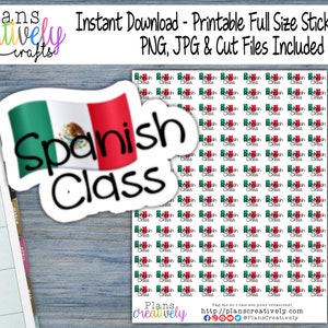 Printable Spanish Language Class Stickers Icon Planner - Etsy