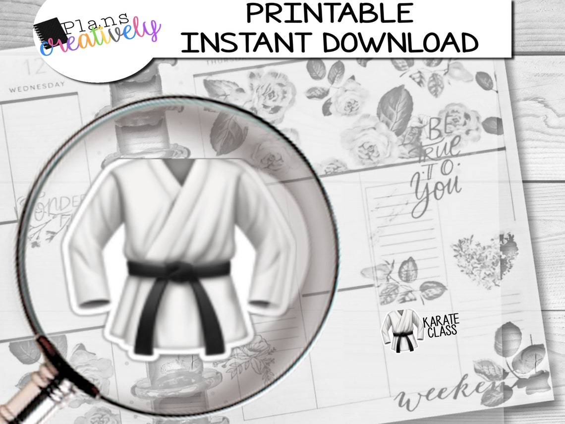 Karate Gi Planner Stickers | Printable Icon Stickers (PNG, JPG) - Etsy