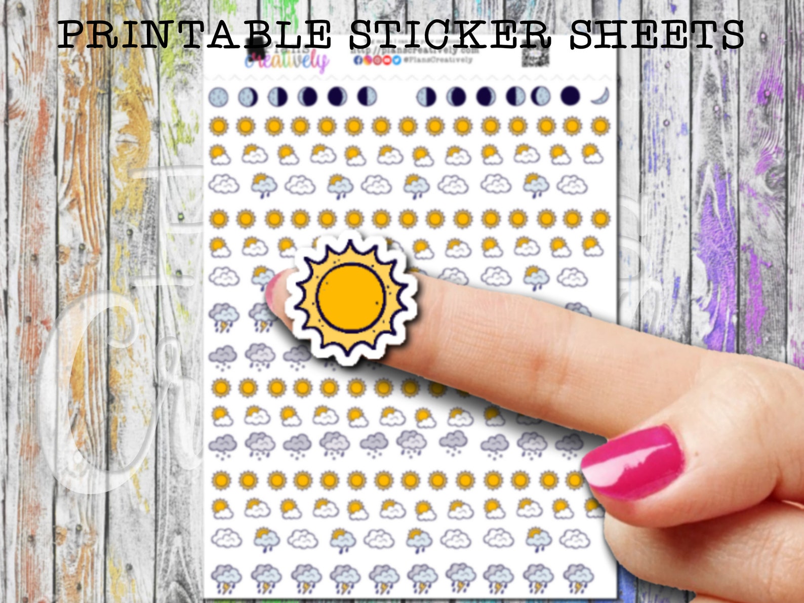 Printable WEATHER Icon Stickers Cute Functional Tracking - Etsy