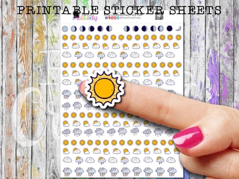 Printable Weather Icon Stickers | Planner Journaling (PNG, PDF) - Etsy