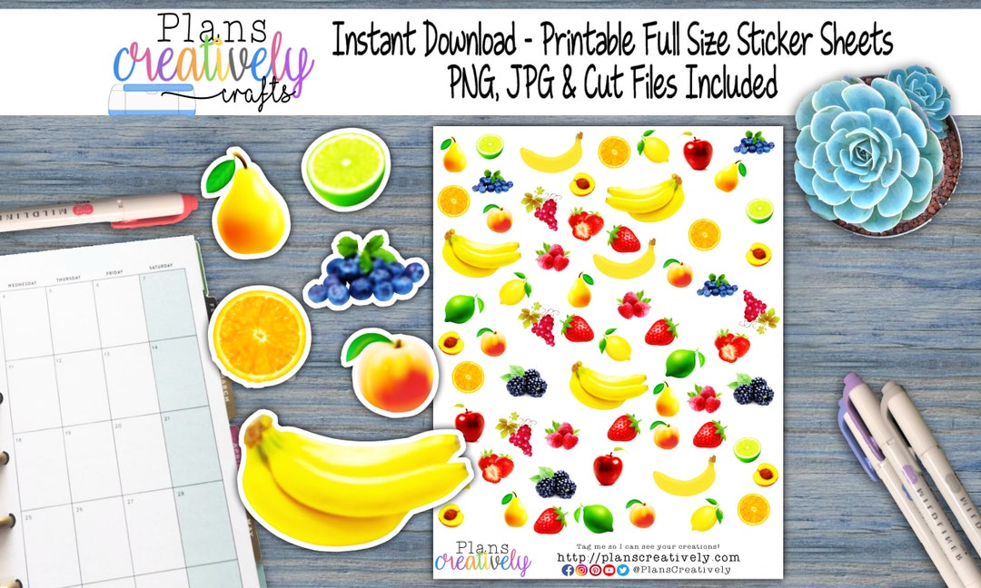 Printable Fruit Stickers | Meal Planning, Fitness Planners, Weight Loss ...