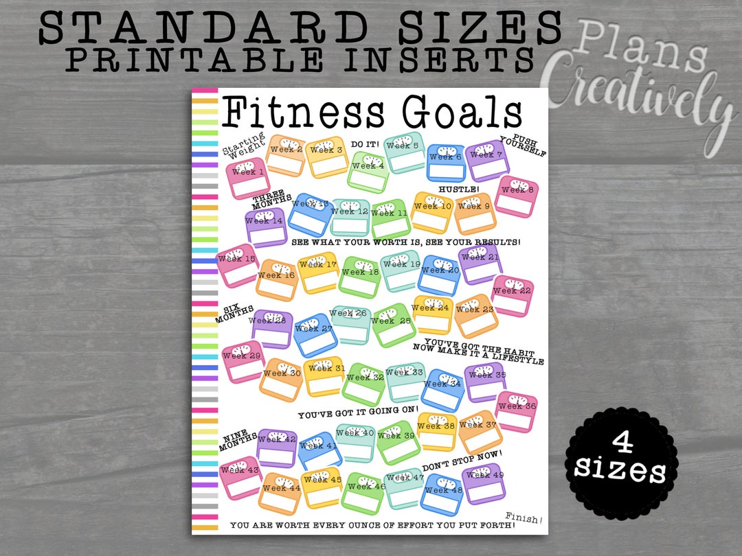 Printable Fitness/weight Tracker Standard PDF Planner Inserts - Four ...