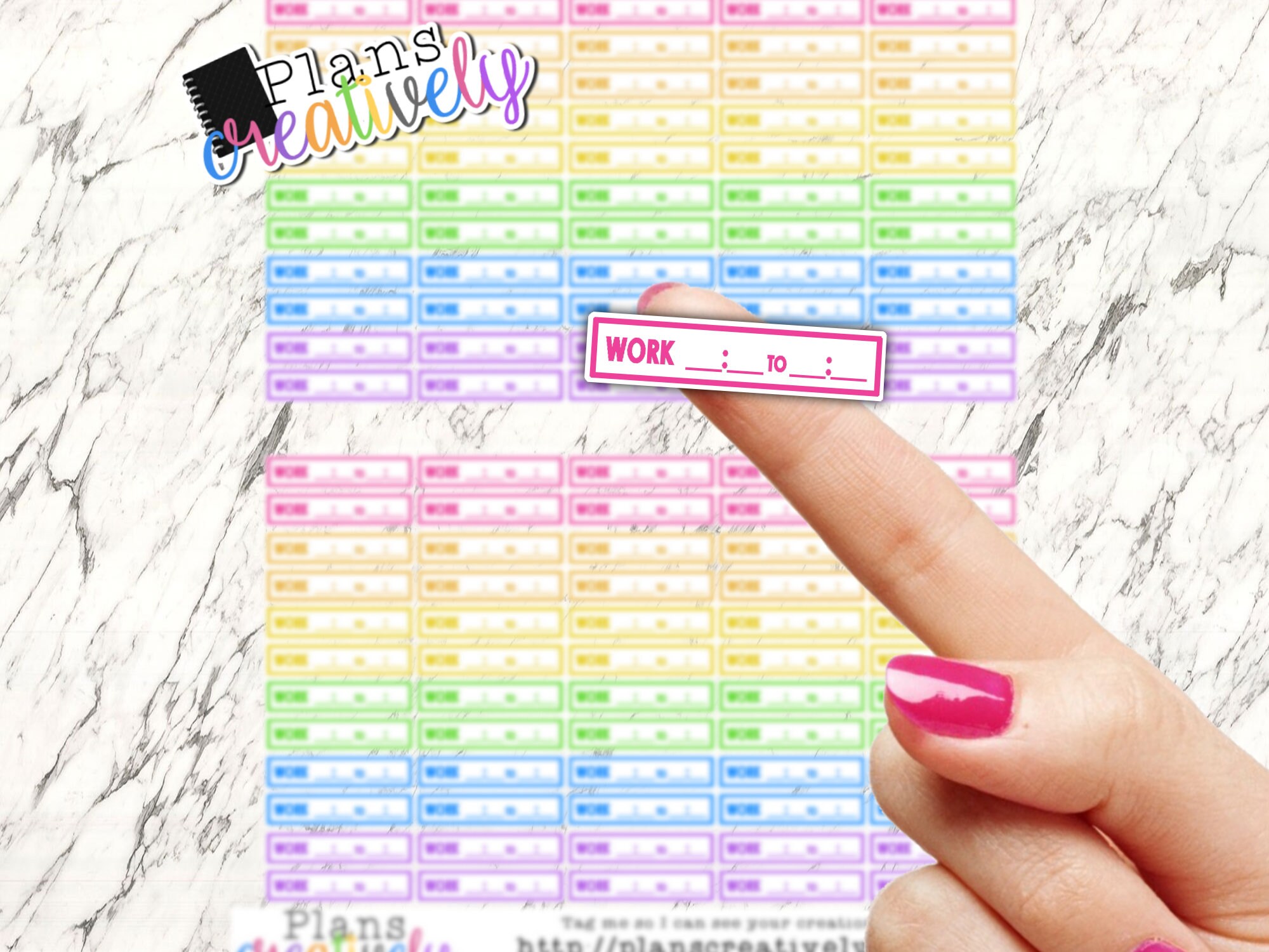 Printable Rainbow Work Time Sticker Icon Planner Stickers | Etsy
