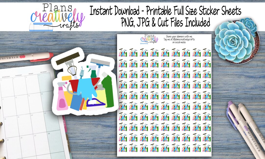 Printable Cleaning Stickers Printable Clean Your House Functional Icon ...
