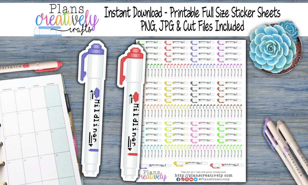 Printable Highlighter Sticker Sheets Planners and Bullet - Etsy