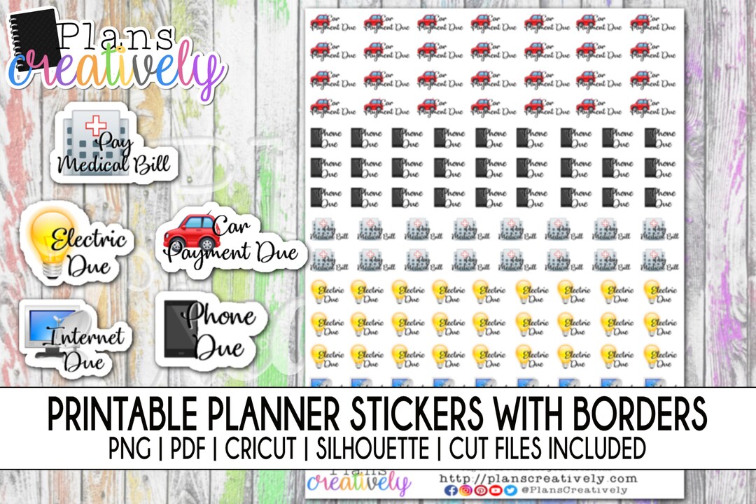 Printable Common Bill Planner Stickers for Budget Planning and All ...