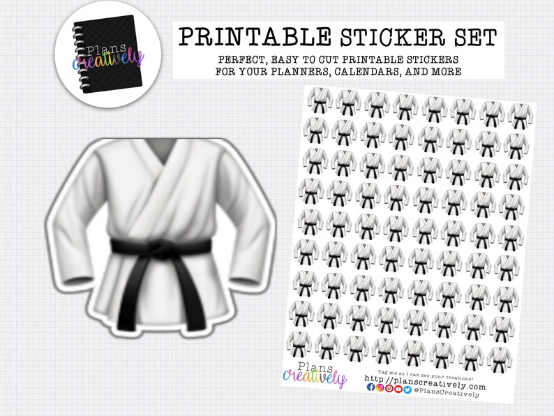 Printable Karate Sticker Sheets Icon Planner Stickers for - Etsy
