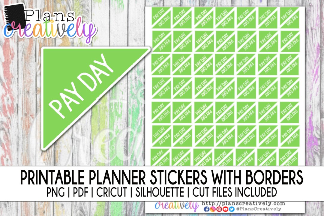 Printable Planner Sticker Green Pay Day Stickers for Budget Planning - Etsy