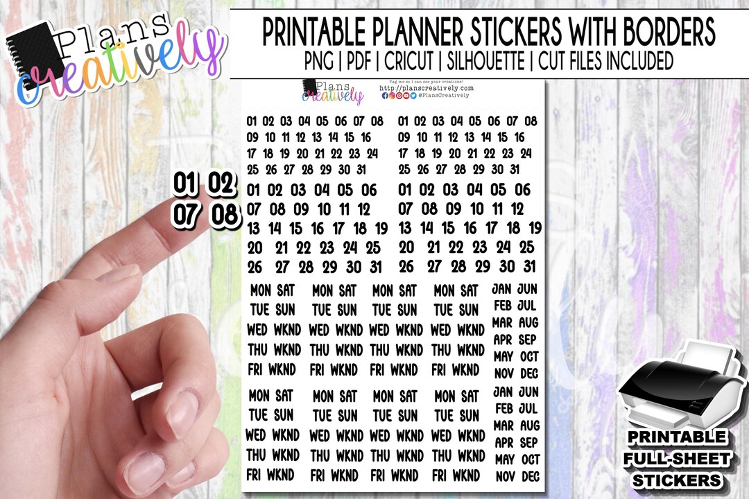 Printable Date & Number Planner Stickers Repurpose and Reuse Old ...