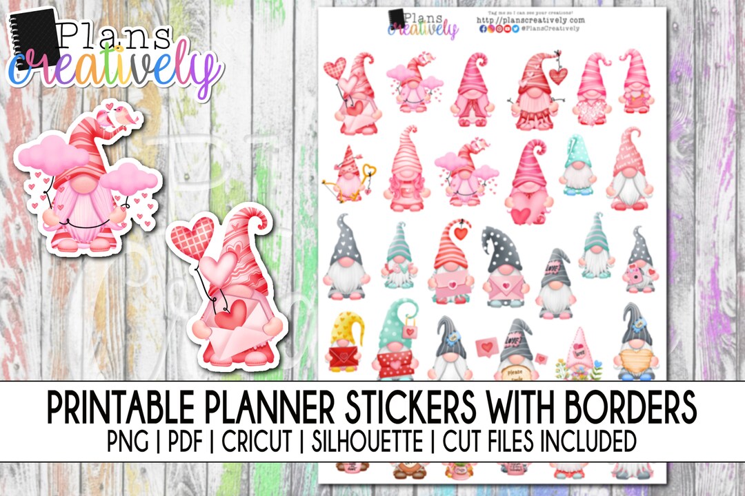 Printable Valentine's Day Gnome Planner Stickers | Cute Valentine's ...