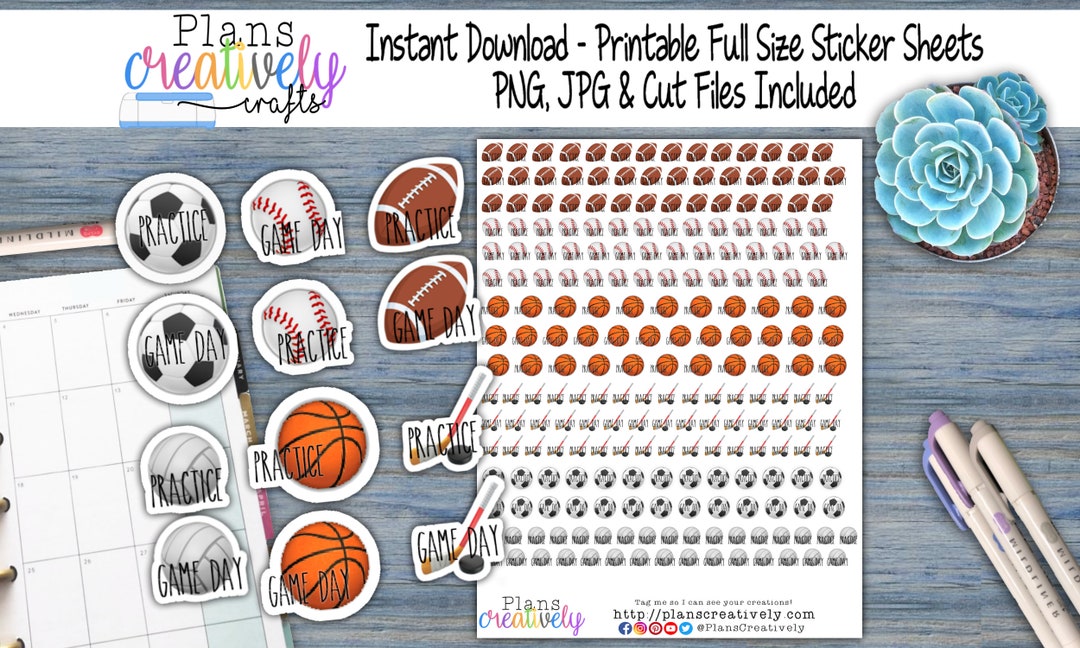 Printable Sport and Game Reminder Sticker Sheets Functional Planning ...