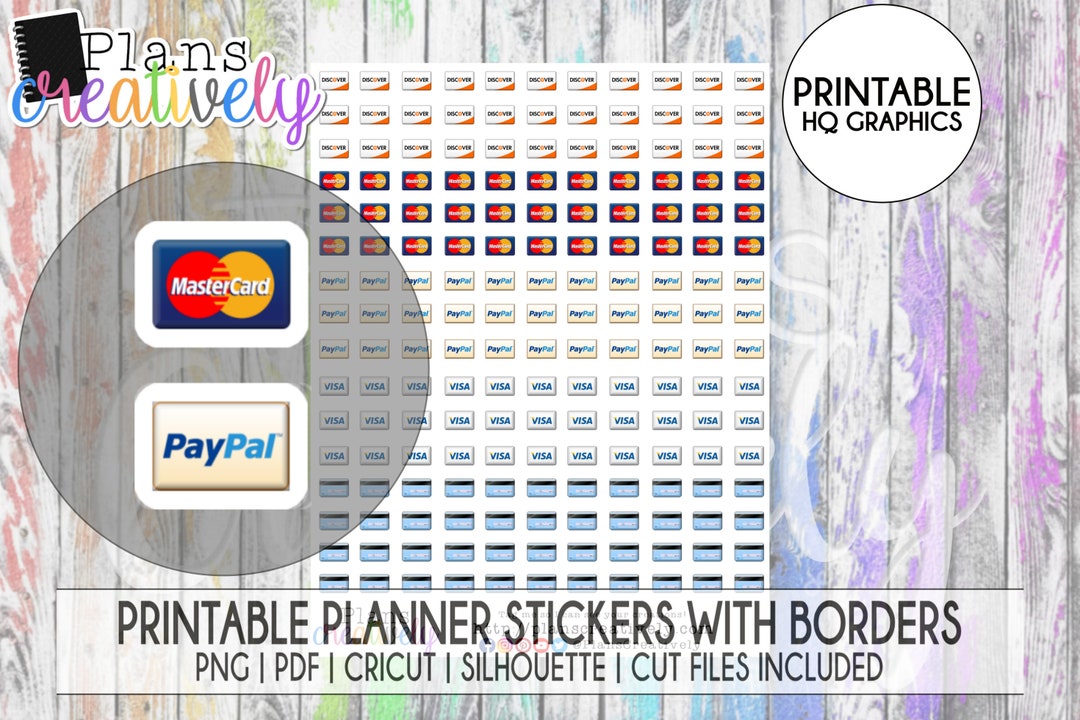 Printable Tiny Credit Card Icon Stickers Bill Payment and Budgeting ...