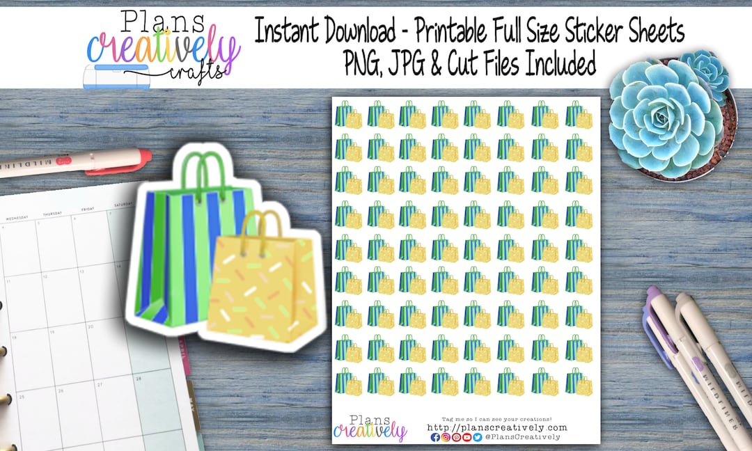 Printable Shopping Spree Sticker Sheets | Icon Planner Stickers for ...