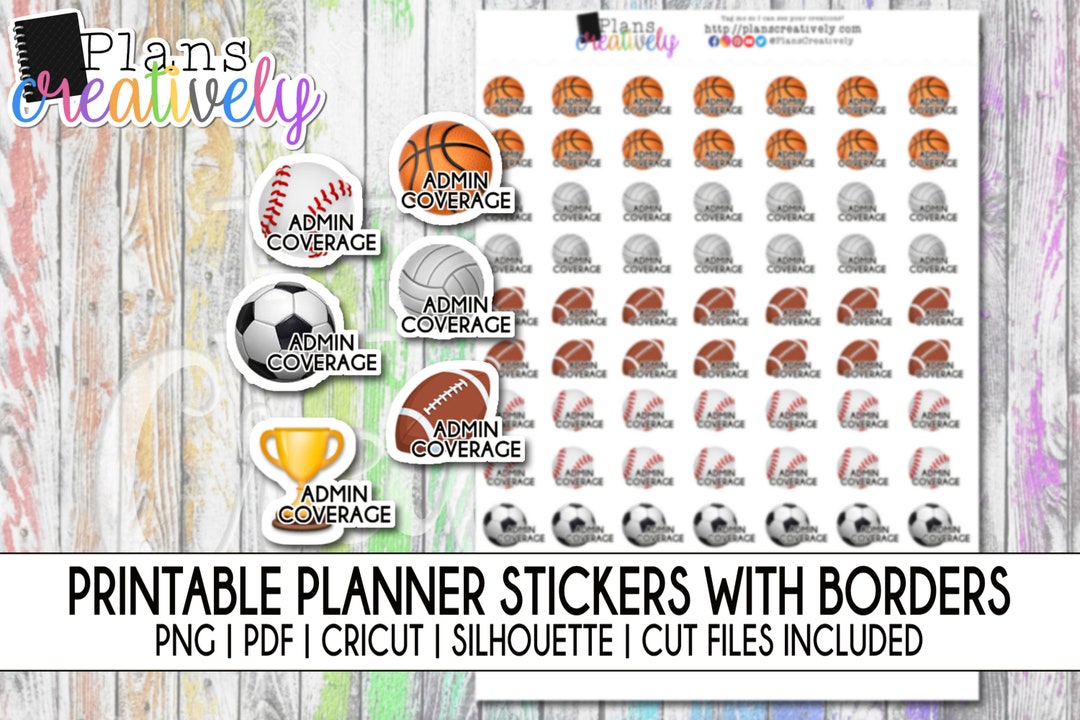 Admin Coverage Planner Stickers | Sports Icons (printable) - Etsy