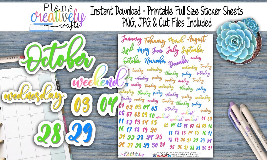 Printable DATE & NUMBER Planner Stickers Repurpose and Reuse Old ...
