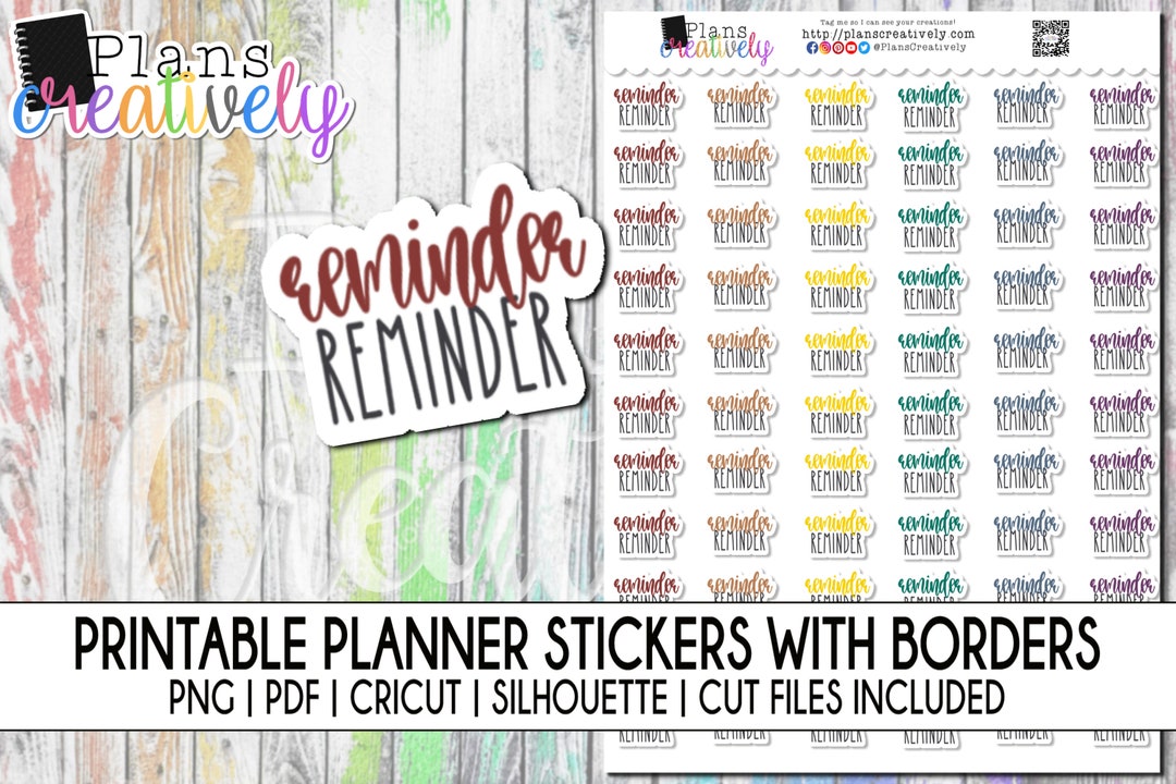 Printable Reminder Planner Stickers Cute Rainbow-colored Reminder ...