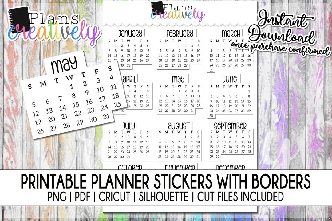 Printable 2024 Mini Calendar Planner Stickers Mini 2024 Calendars for ...