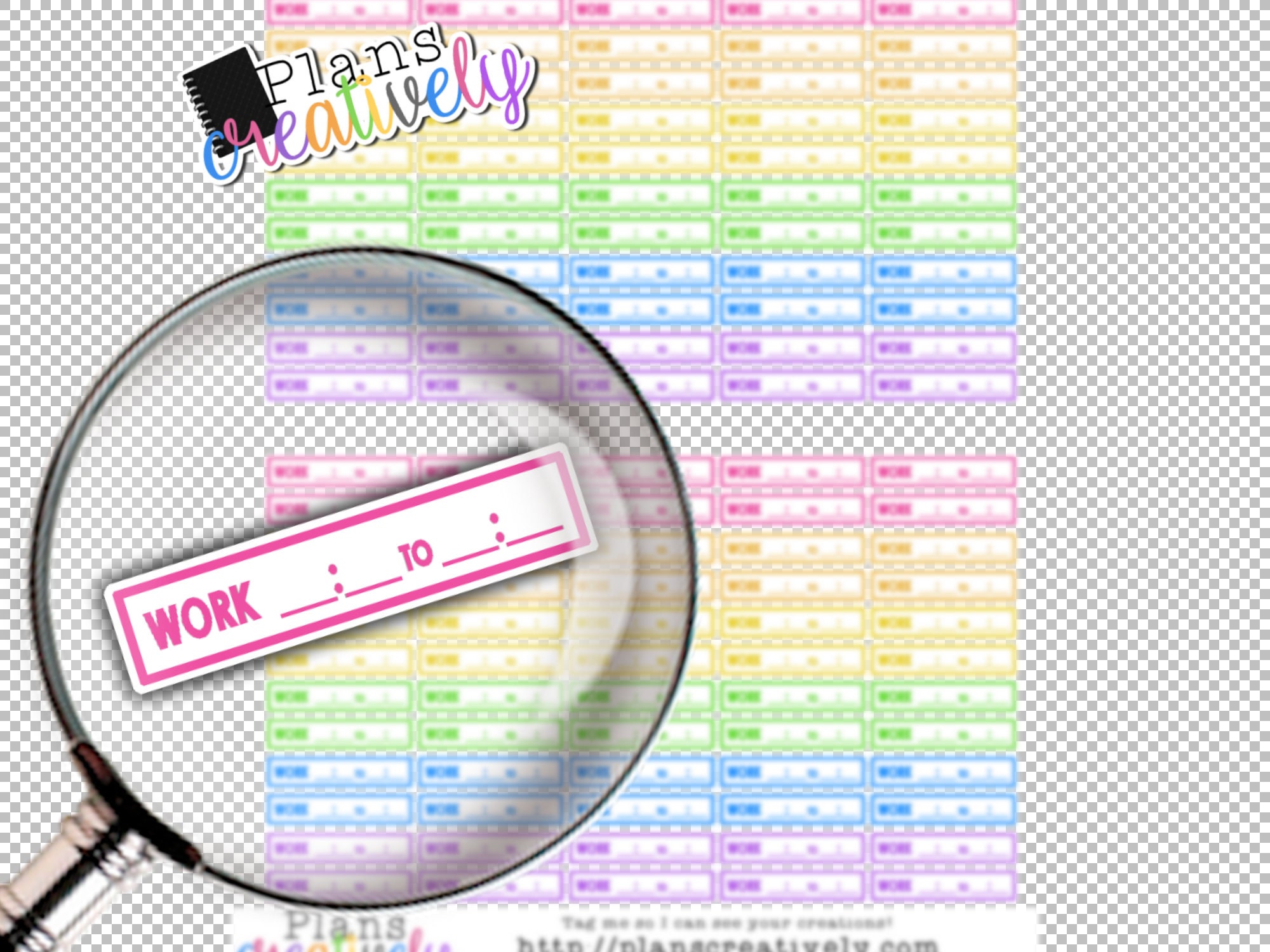 Printable Rainbow Work Time Sticker Icon Planner Stickers | Etsy