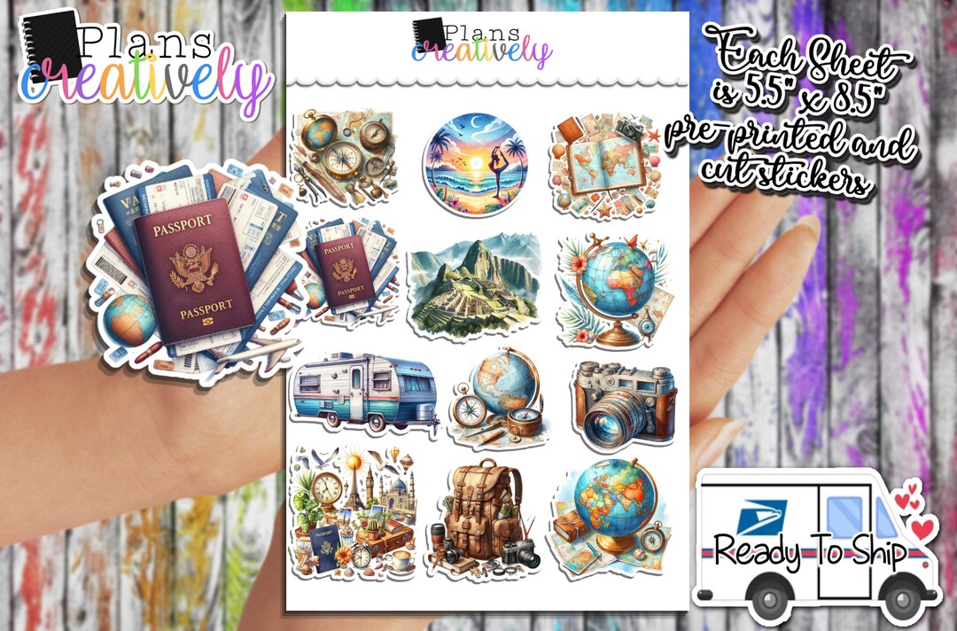 Travel Planner Stickers – Vacation Scrapbook, Journal Stickers (5.5" X ...