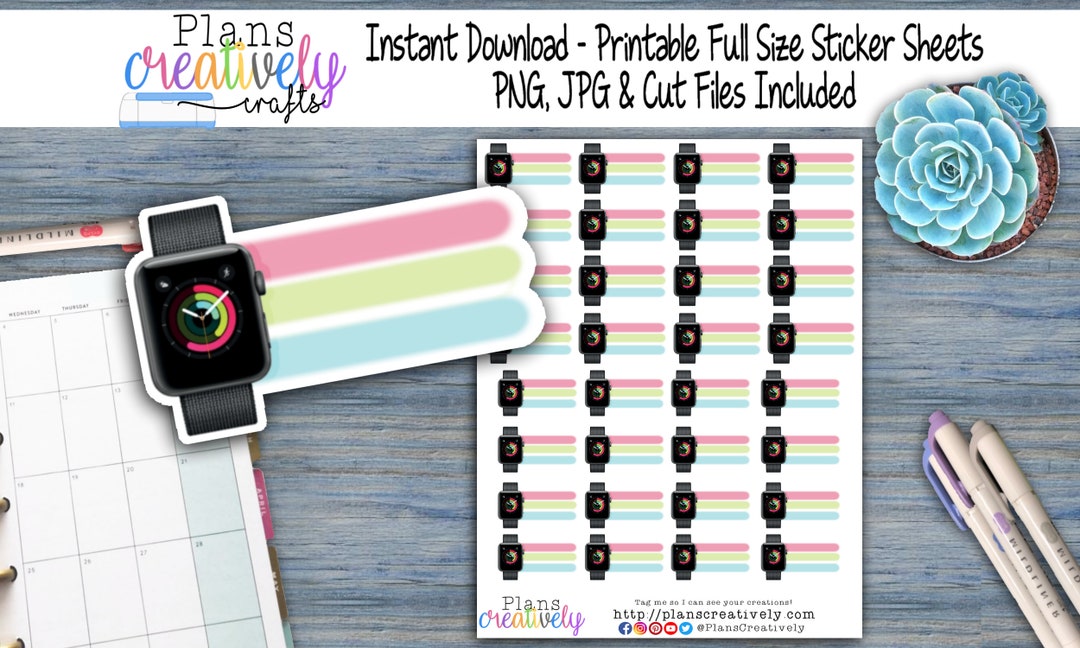 Printable Fitness Watch Sticker Sheet - Write in Your Fitness Goals and ...