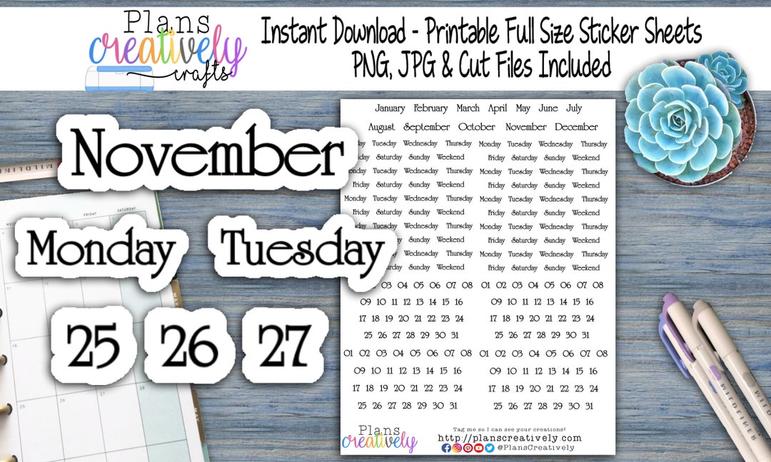 Printable DATE & NUMBER Planner Stickers | Repurpose and Reuse Old ...