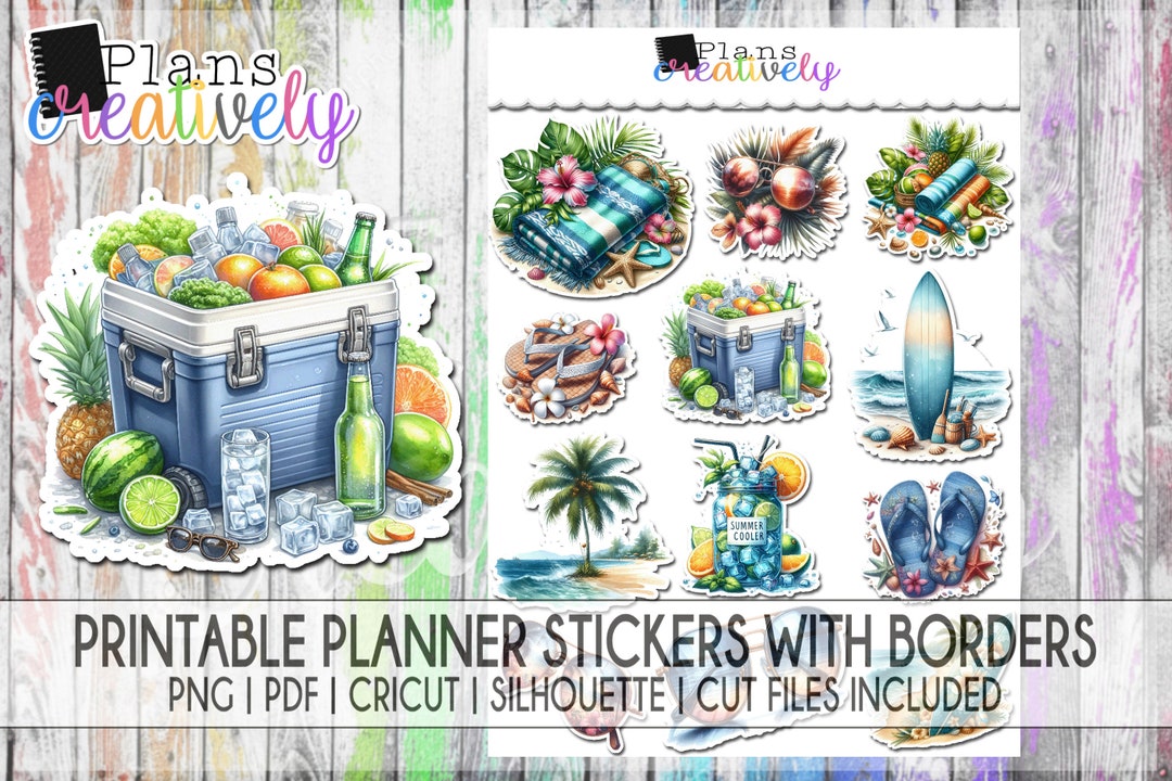 Printable Summer Time Travel Stickers and Planner Stickers | Printable ...