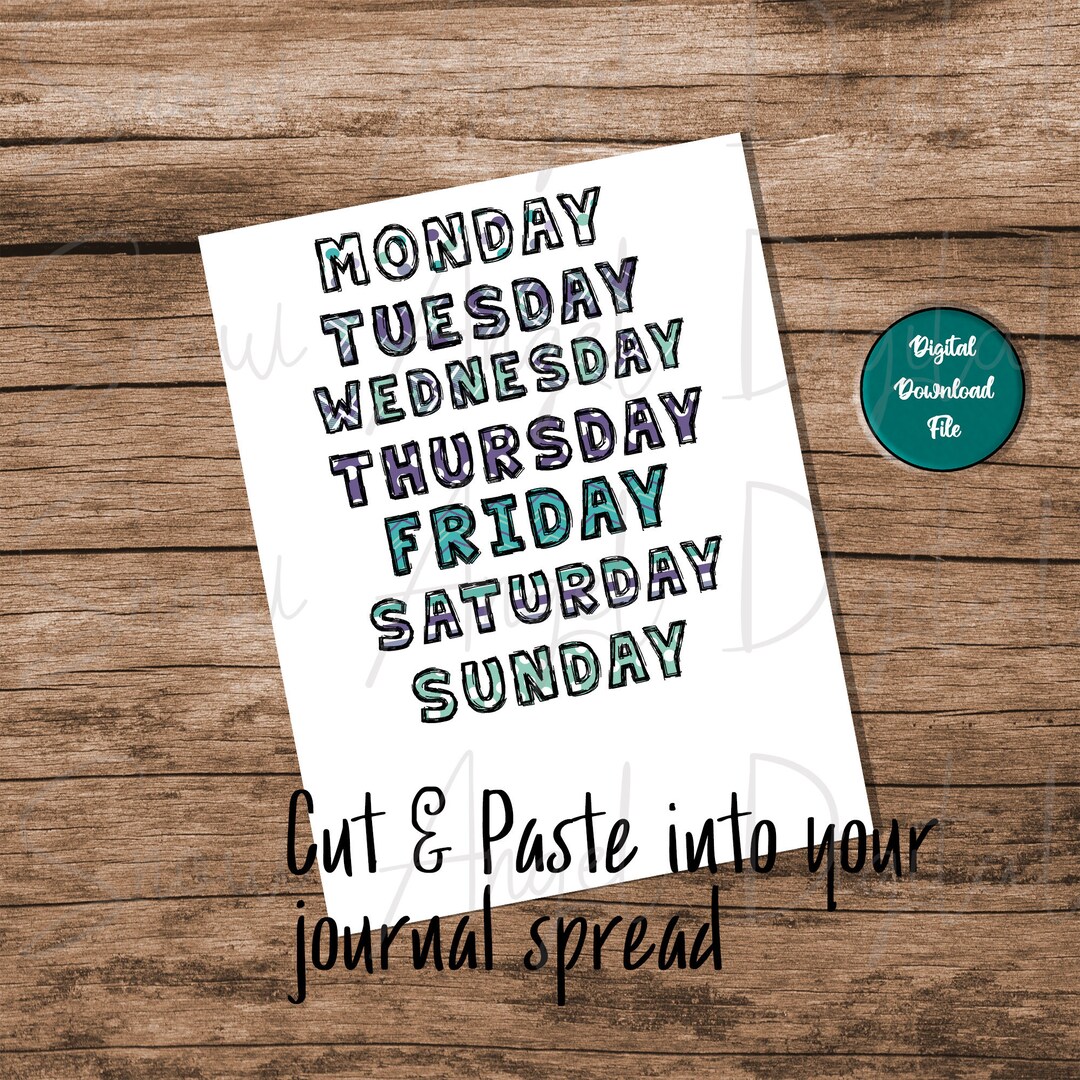 Purple and Teal Days of the Week Journal Printable Journal - Etsy