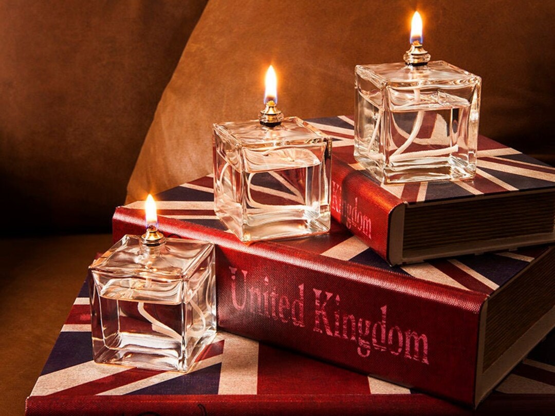 Clearcraft Set of Three Mini Cube Oil Candles / Oil Lamps - Etsy UK