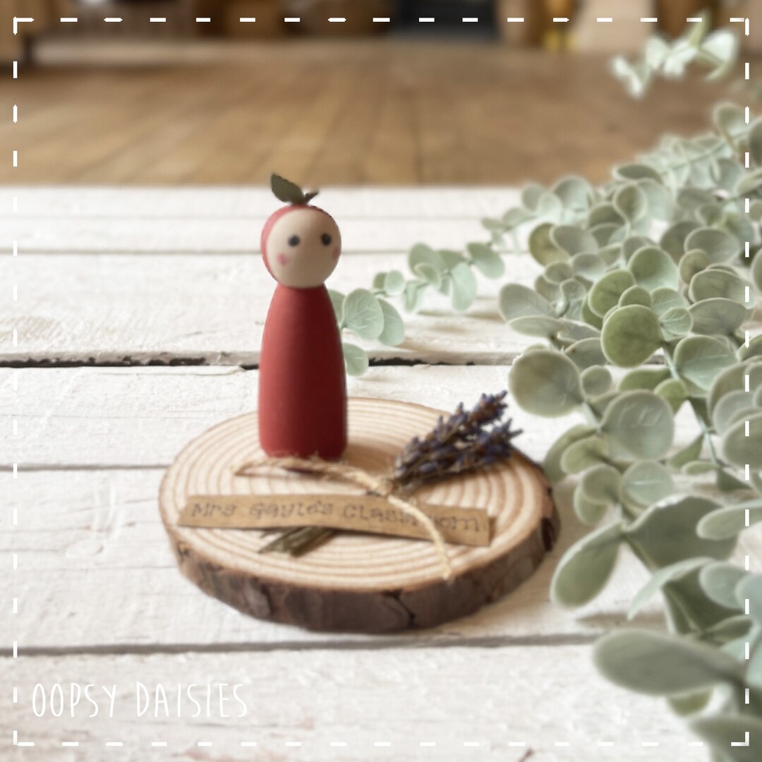 Personalised Teacher Peg Doll Gift, Teacher Apple Peg Doll, Teaching ...