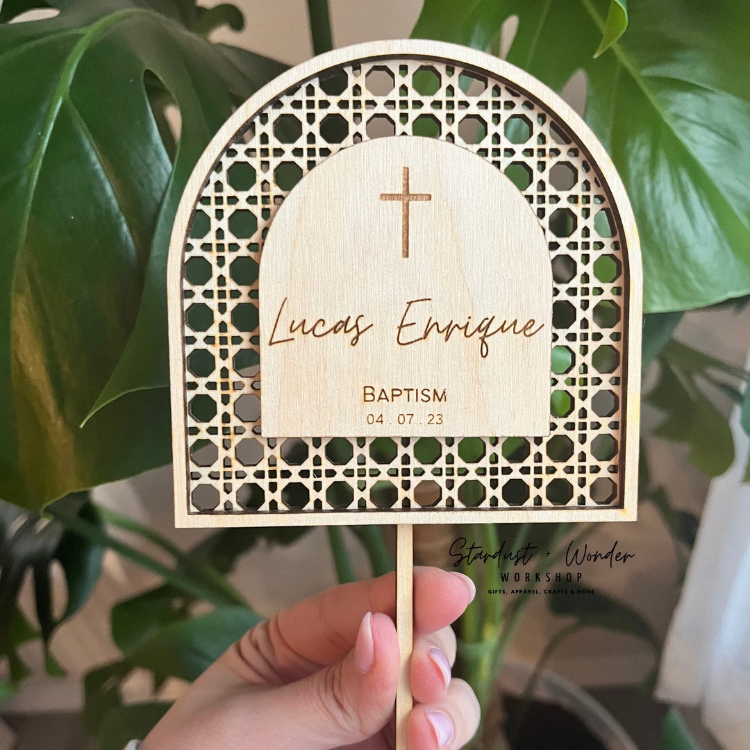 Rattan Cake Topper Personalized Baptism Cake Topper First - Etsy