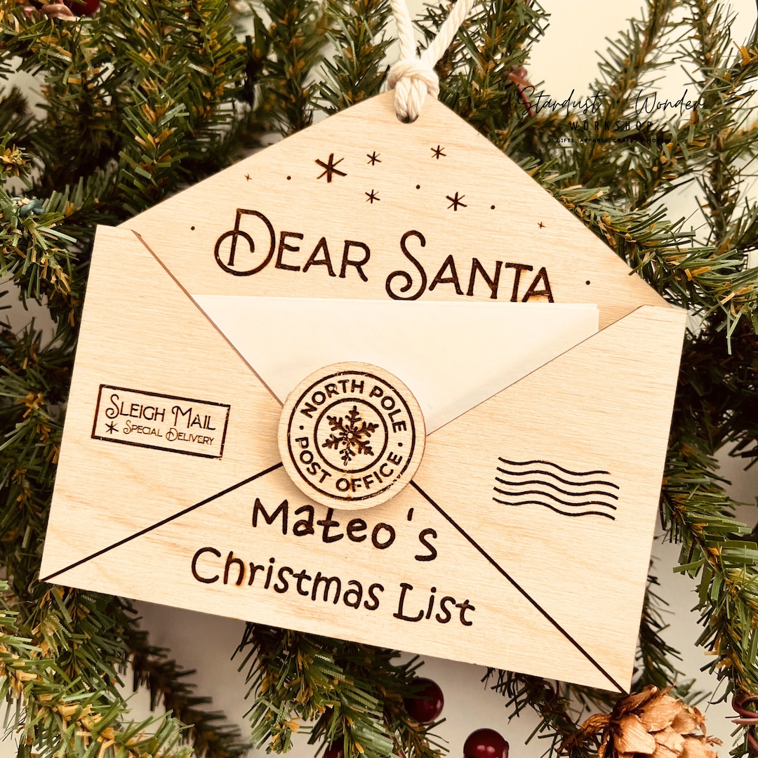 Personalized Wood Christmas Letter Ornament, Letter to Santa Ornament ...