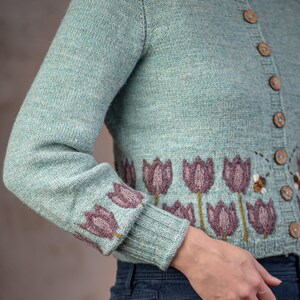 Cardigan Knitting Pattern--spring Themed Tulip, Stranded Colorwork ...