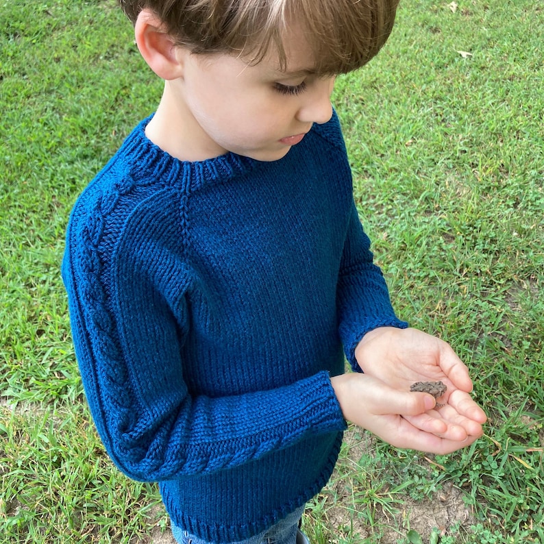 Knitting Pattern for Children, Cable Sleeve Raglan Sweater, Vine ...