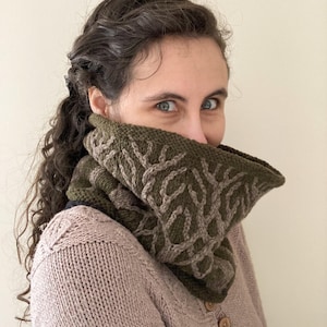 Cowl Knitting Pattern--lord of the Rings Inspired Cable Colorwork With ...
