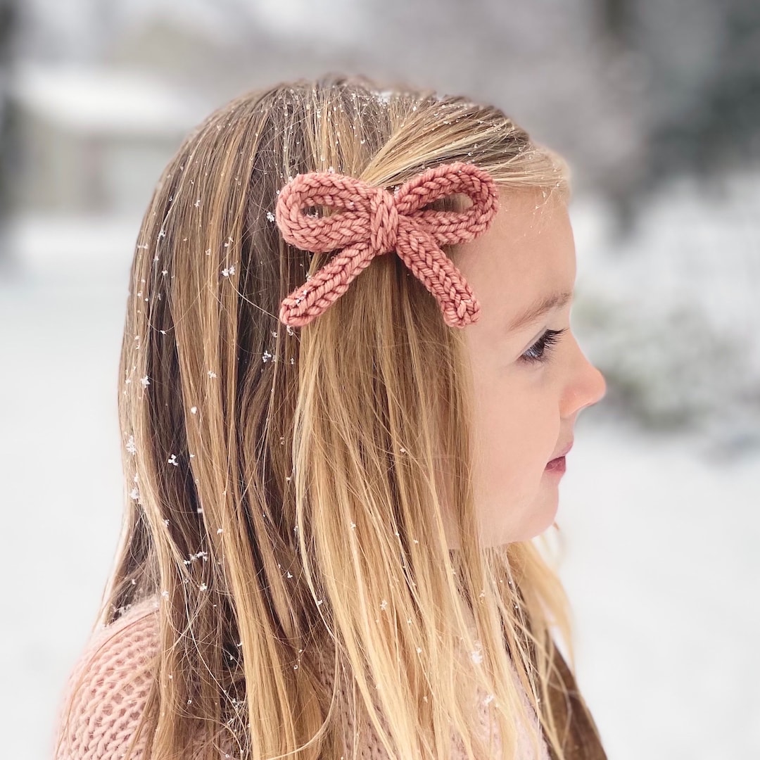 Hand Dyed Knit Bows, Hand Dyed Yarn, Various Colors, Hand Knit Hairbows ...