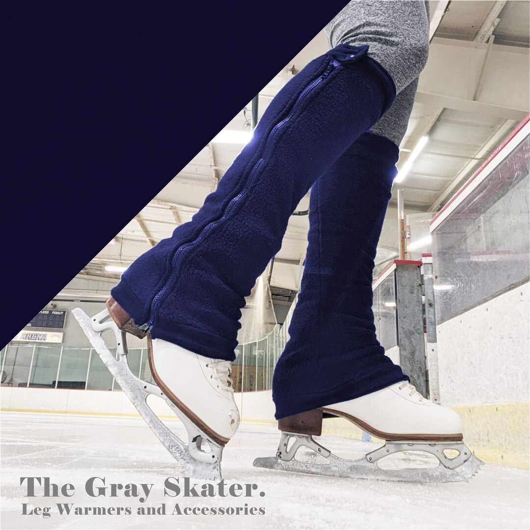 Navy Zip off Leg Warmers Fleece Leg Warmers Figure Skating Leg Warmers ...