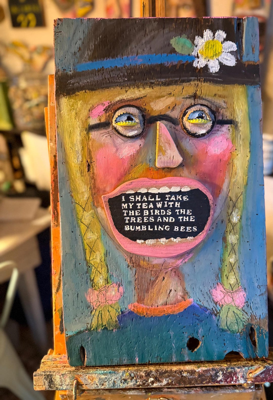 Quirky Art Girl on Wood Upcycled Mixed Media Character - Etsy