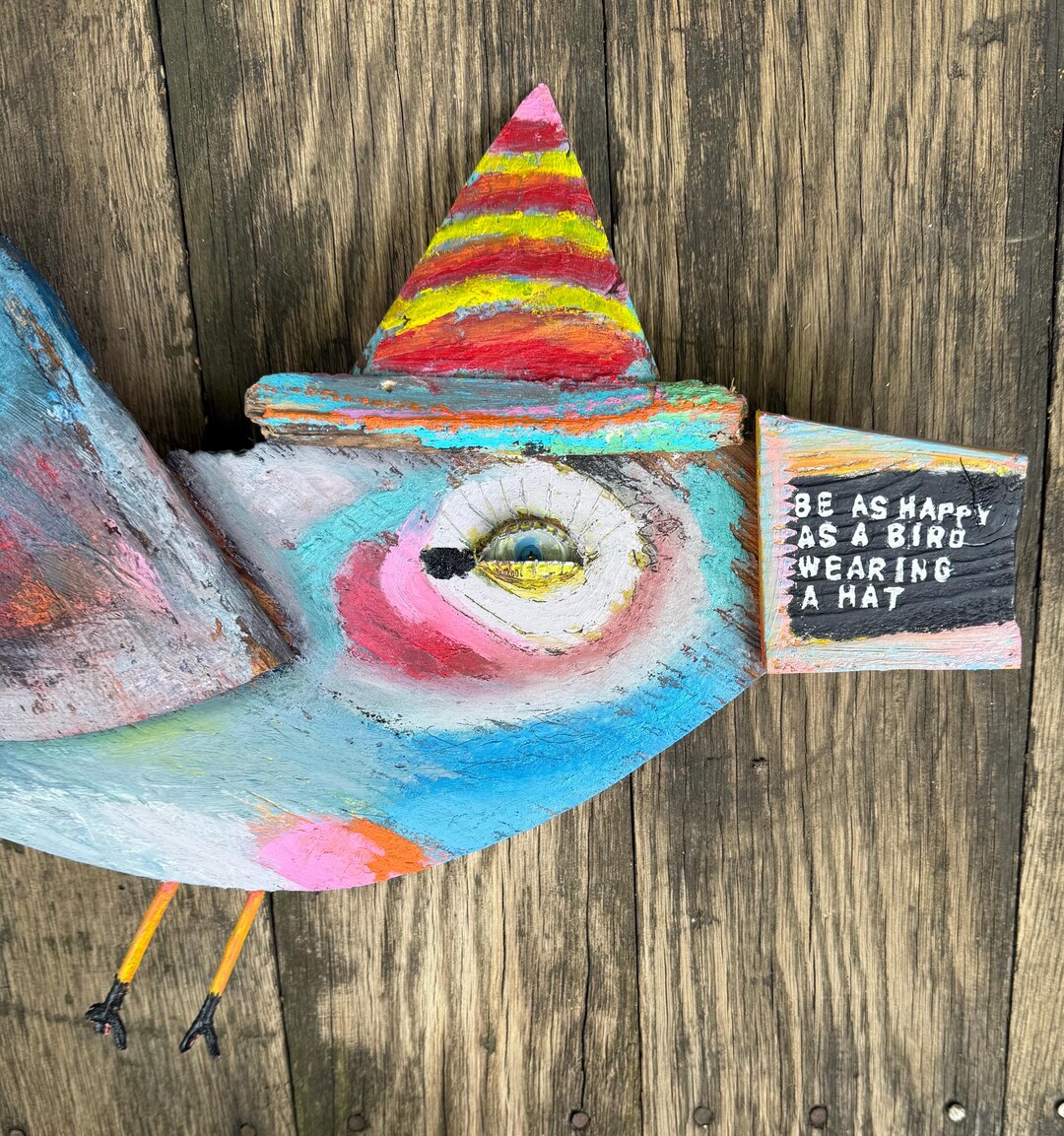 Quirky Bird Art Wood Cutout - Etsy