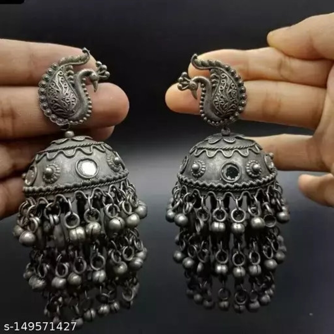 Oxidized Jhumka/indian Wedding Jhumka/oxidized Earrings/women - Etsy