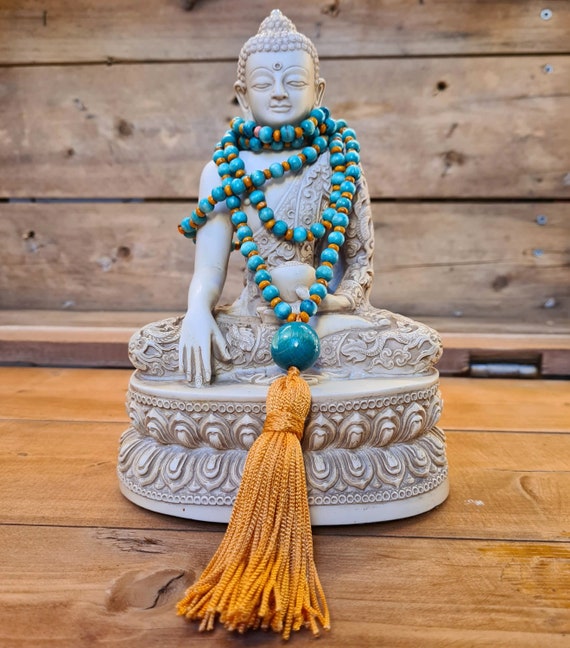 108 Beads Blue Mala Necklace Mala Necklace Mala Tassel Necklace Wood Bead Necklace Beaded Mala Wooden Beads Meditation Necklace Etsy