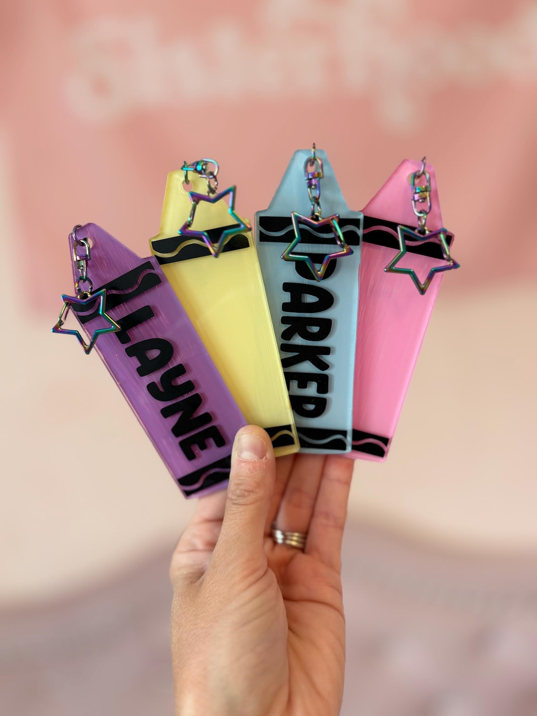 Acrylic Crayon Name Tag | Crayon Name Tag | Back to School Keychain - Etsy