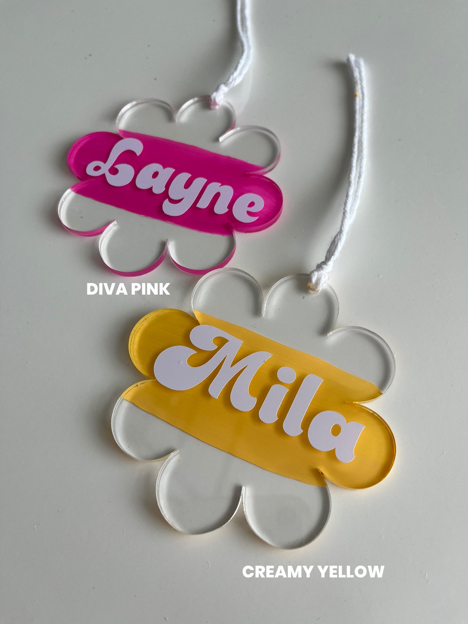 Acrylic Daisy Name Tag Acrylic Name Tag Personalized Kids | Etsy