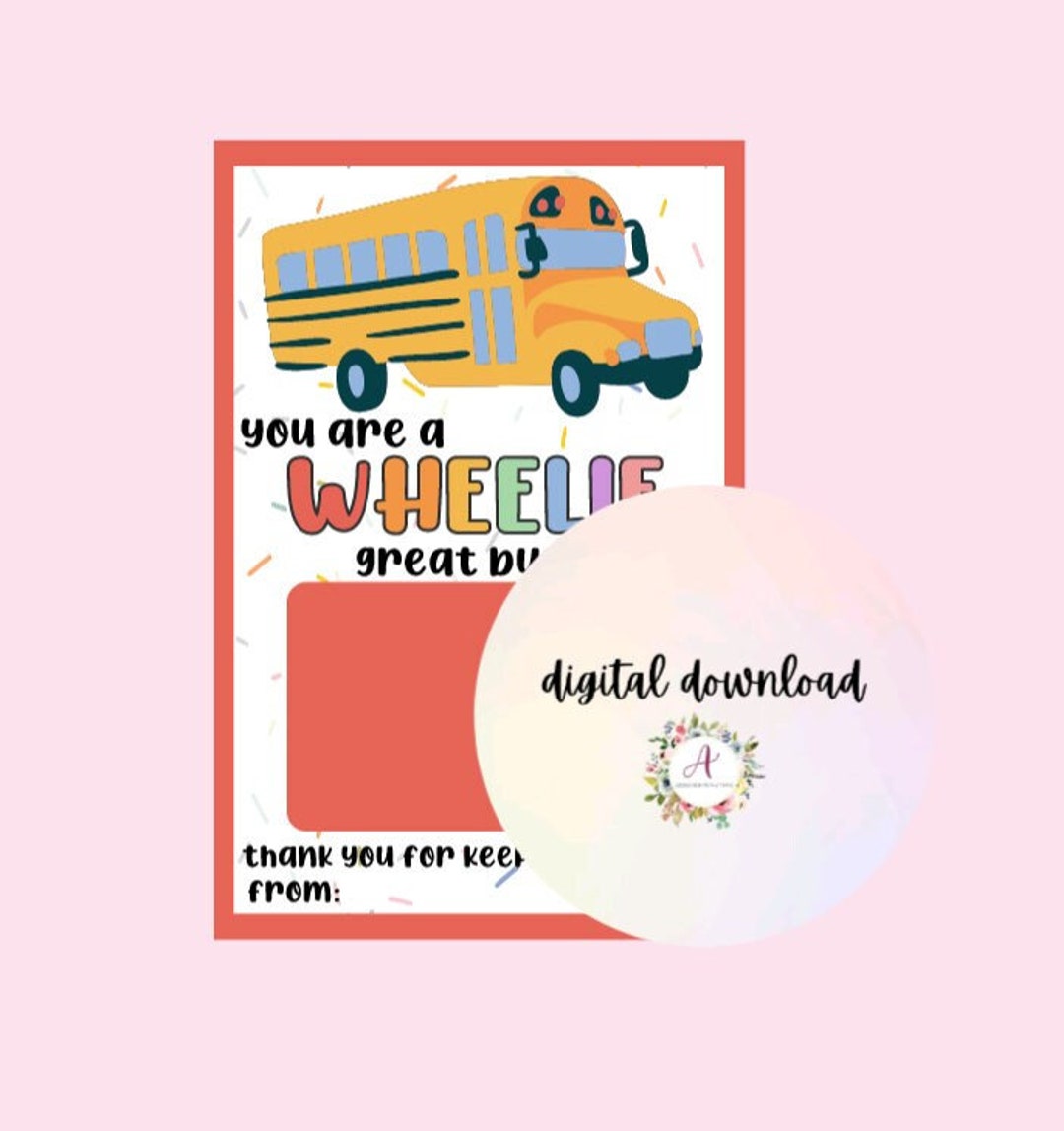 Bus Driver Gift Card PRINTABLE | Bus Driver Gift | Bus Driver PRINTABLE ...