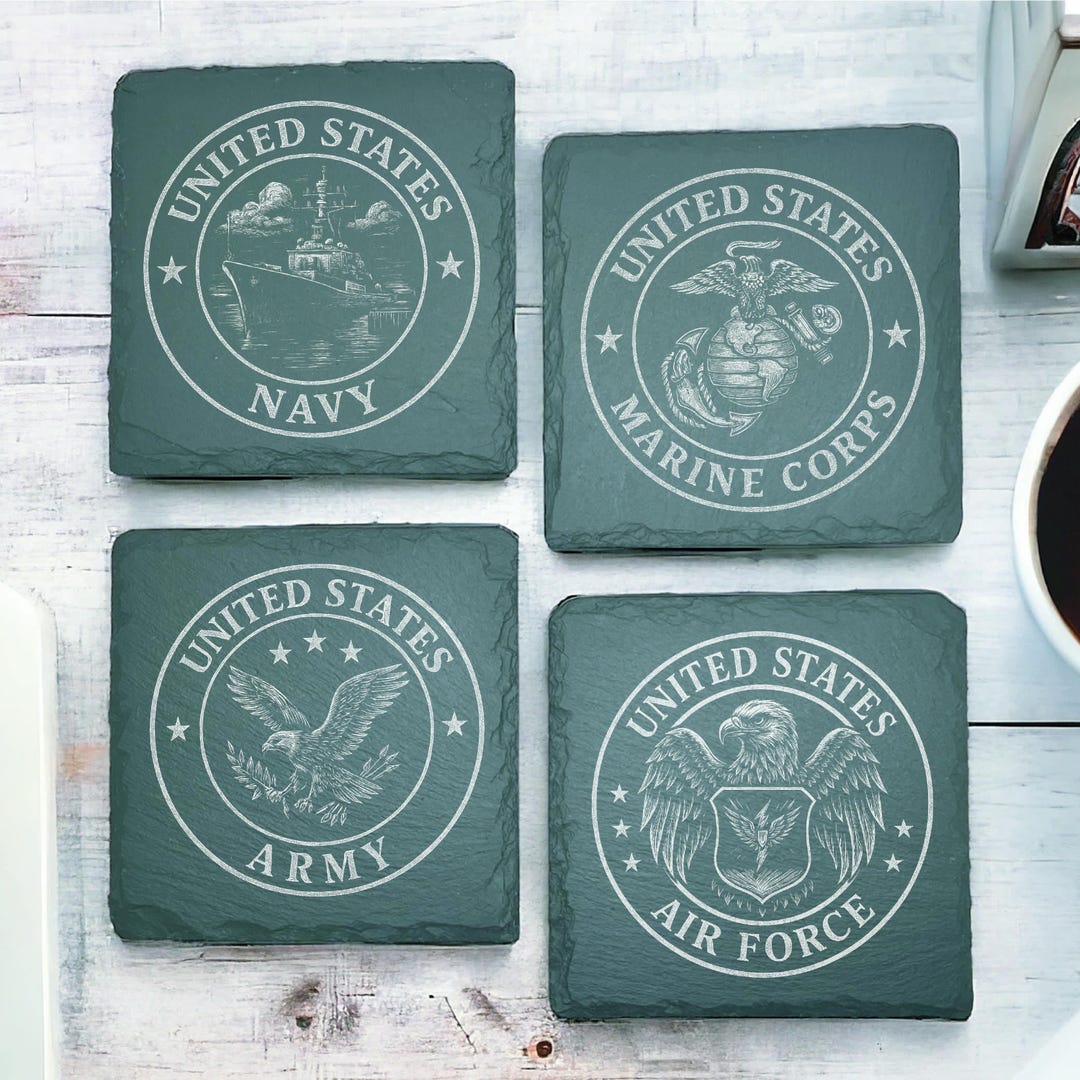 Engraved Military Slate Coasters (set of 4): Army, Navy, Air Force - Etsy