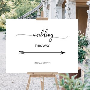 Minimalist Wedding Direction Arrow Sign Template, Wedding This Way Sign ...