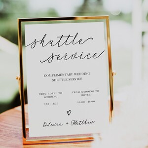 Shuttle Service Wedding Sign Template, Printable Wedding Shuttle ...