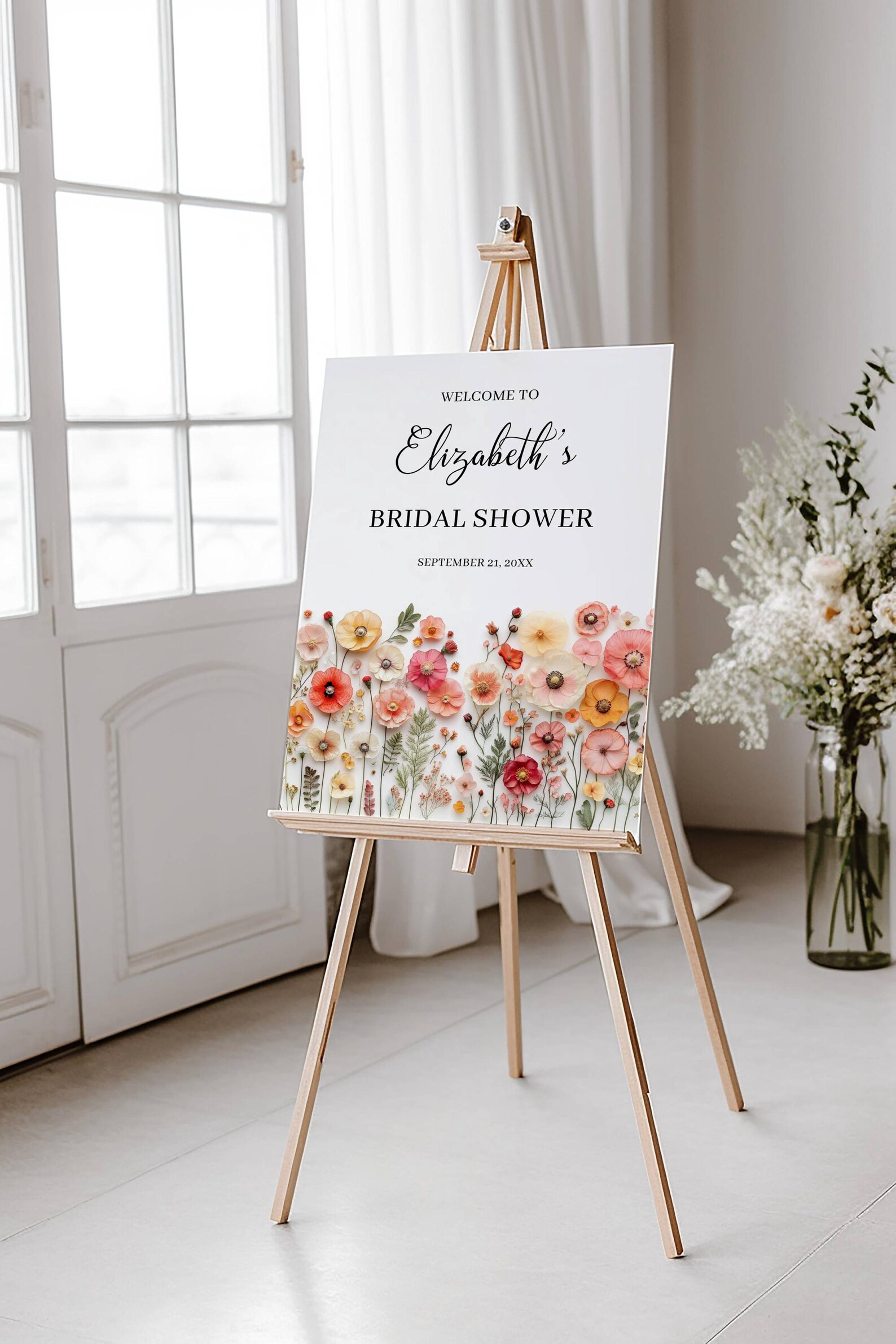 Editable Wildflower Welcome Sign Template, Printable Bridal Shower ...